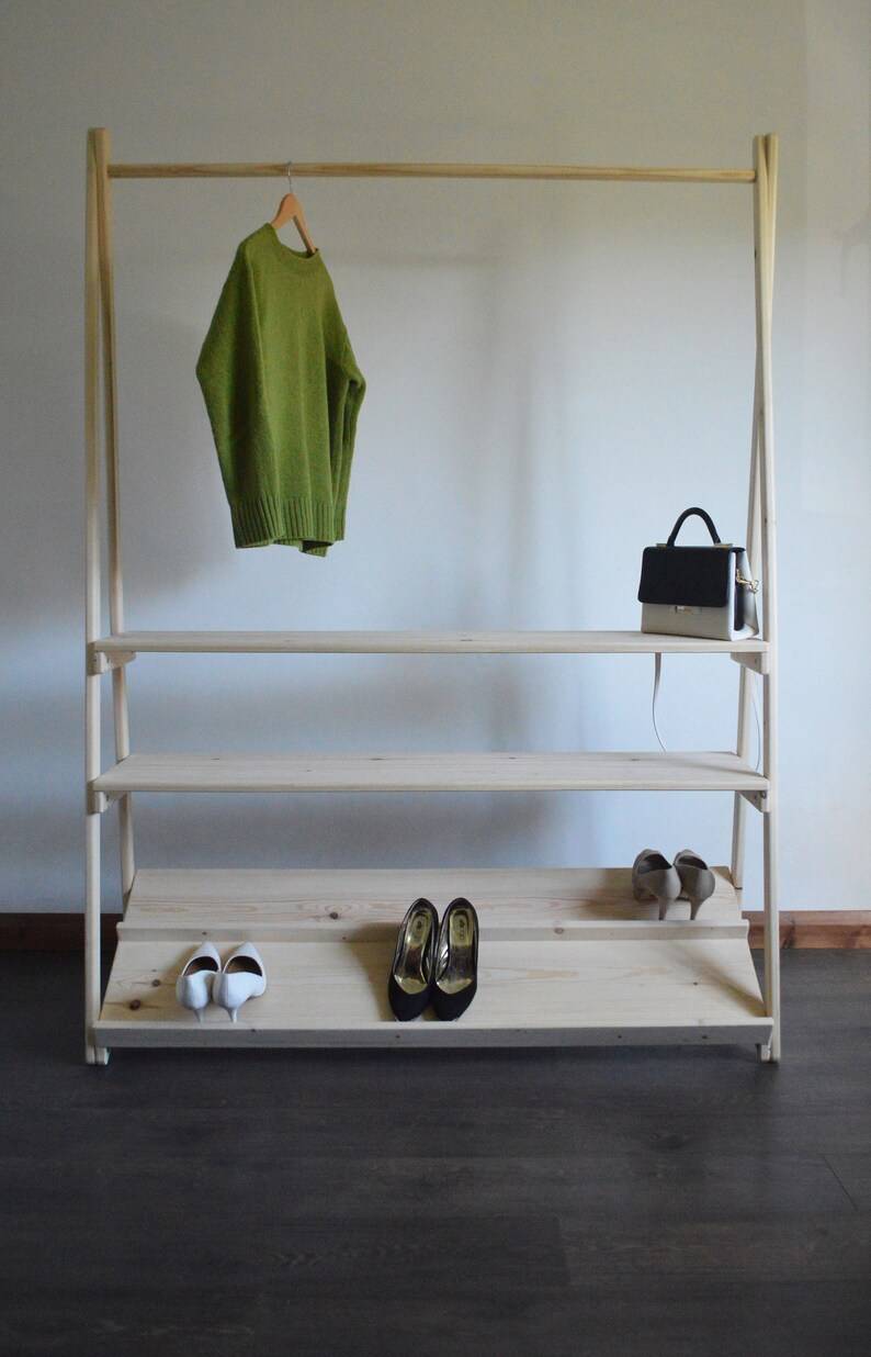 Handmade Clothes Rail With Three Shelves - Etsy UK