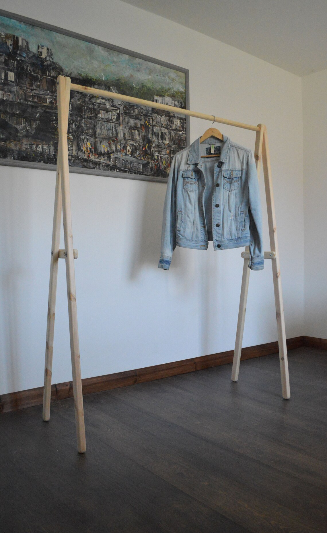Handmade Natural Wood Clothes Rack Clothes Rail - Etsy