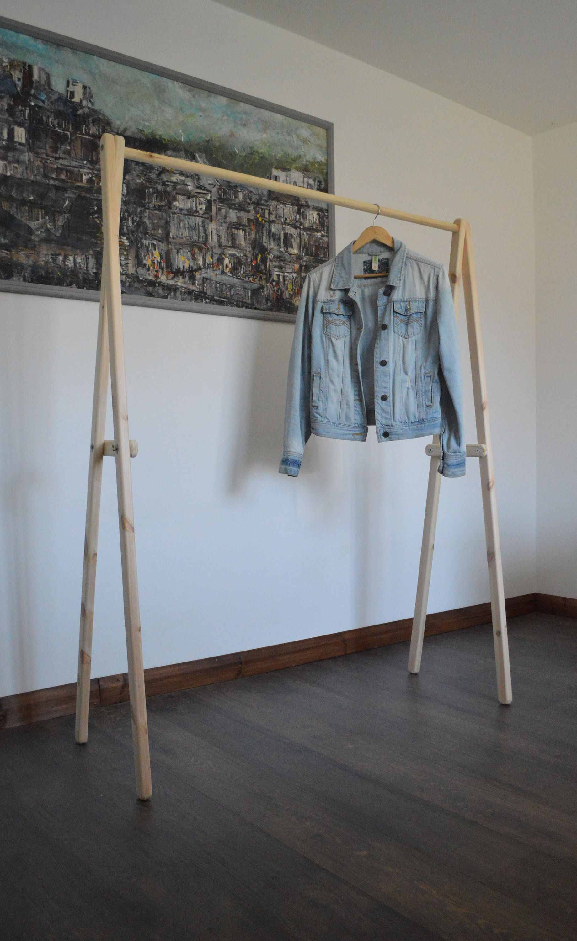 Handmade Natural Wood Clothes Rack Clothes Rail - Etsy UK