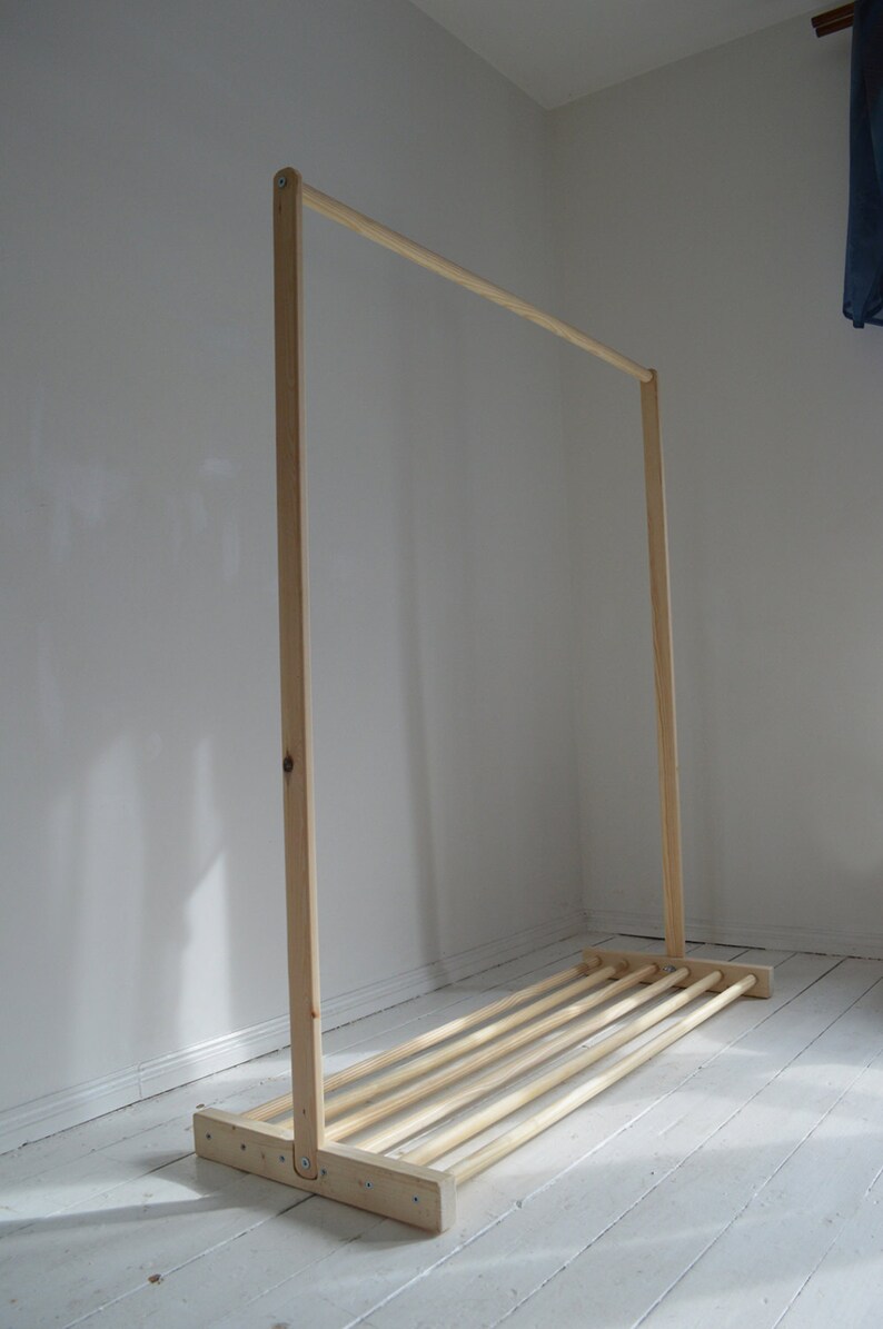 Handmade Natural Wood Clothes Rail With Shelf | Etsy