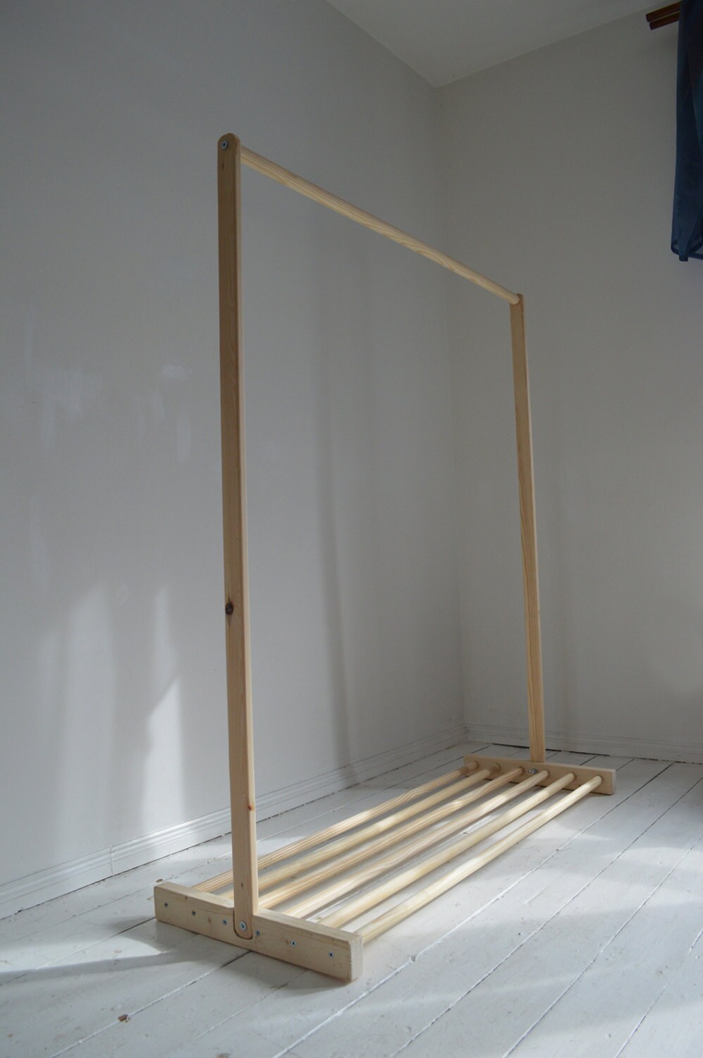 Handmade Natural Wood Clothes Rail With Shelf | Etsy