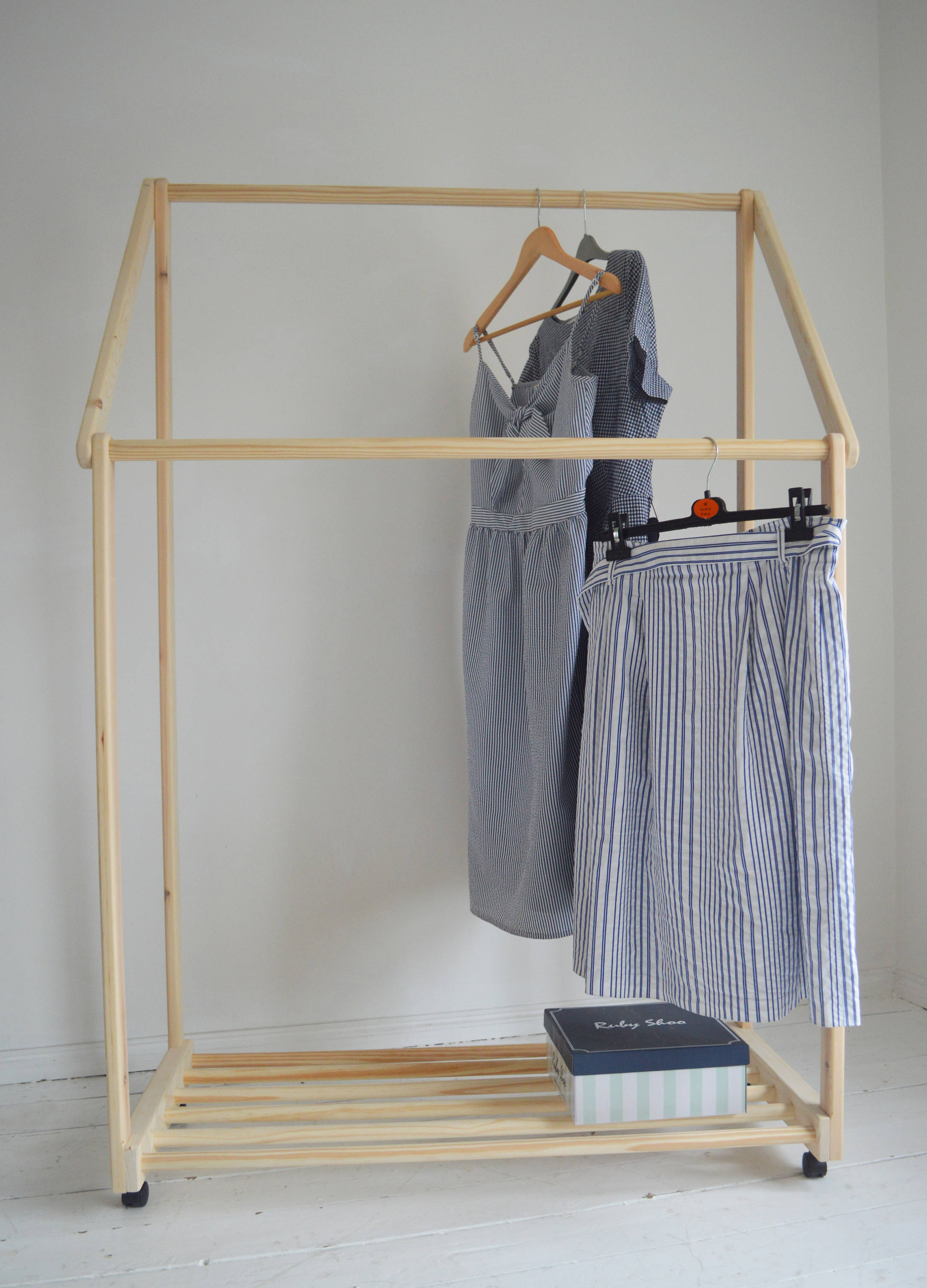 Handmade Natural Pine Wood Clothes Rail With Shelf and - Etsy UK