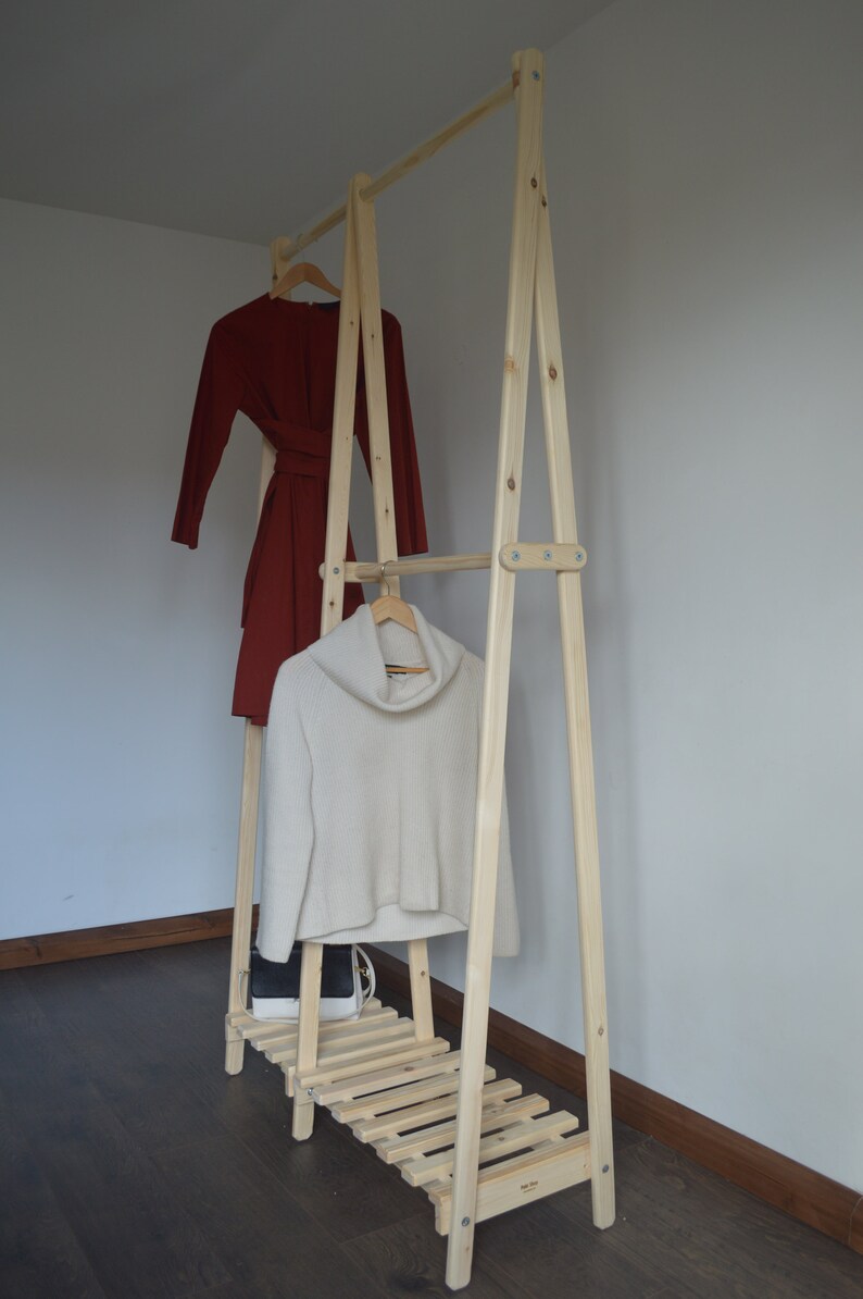 Handmade Clothes Rack With Pallet Shelf - Etsy