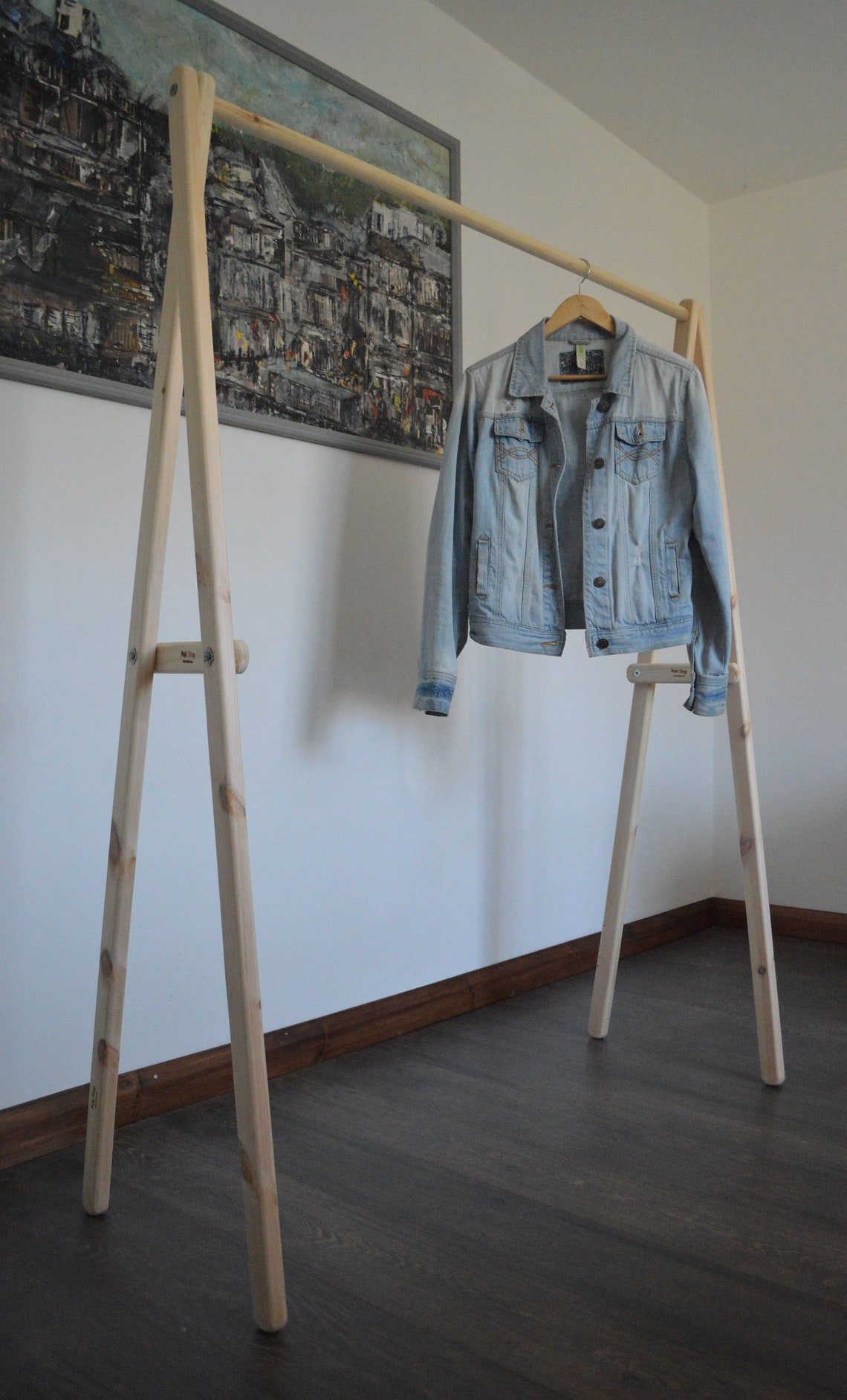Handmade Natural Wood Clothes Rack Clothes Rail - Etsy