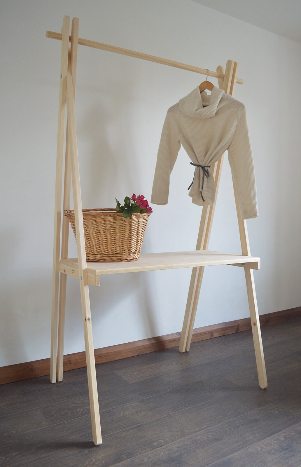 Handmade Clothes Rail With Shelf | Etsy UK