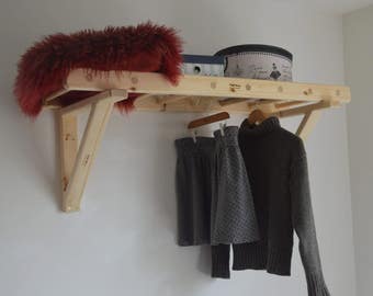 Handmade Natural Wood Hanging Rail | Etsy UK