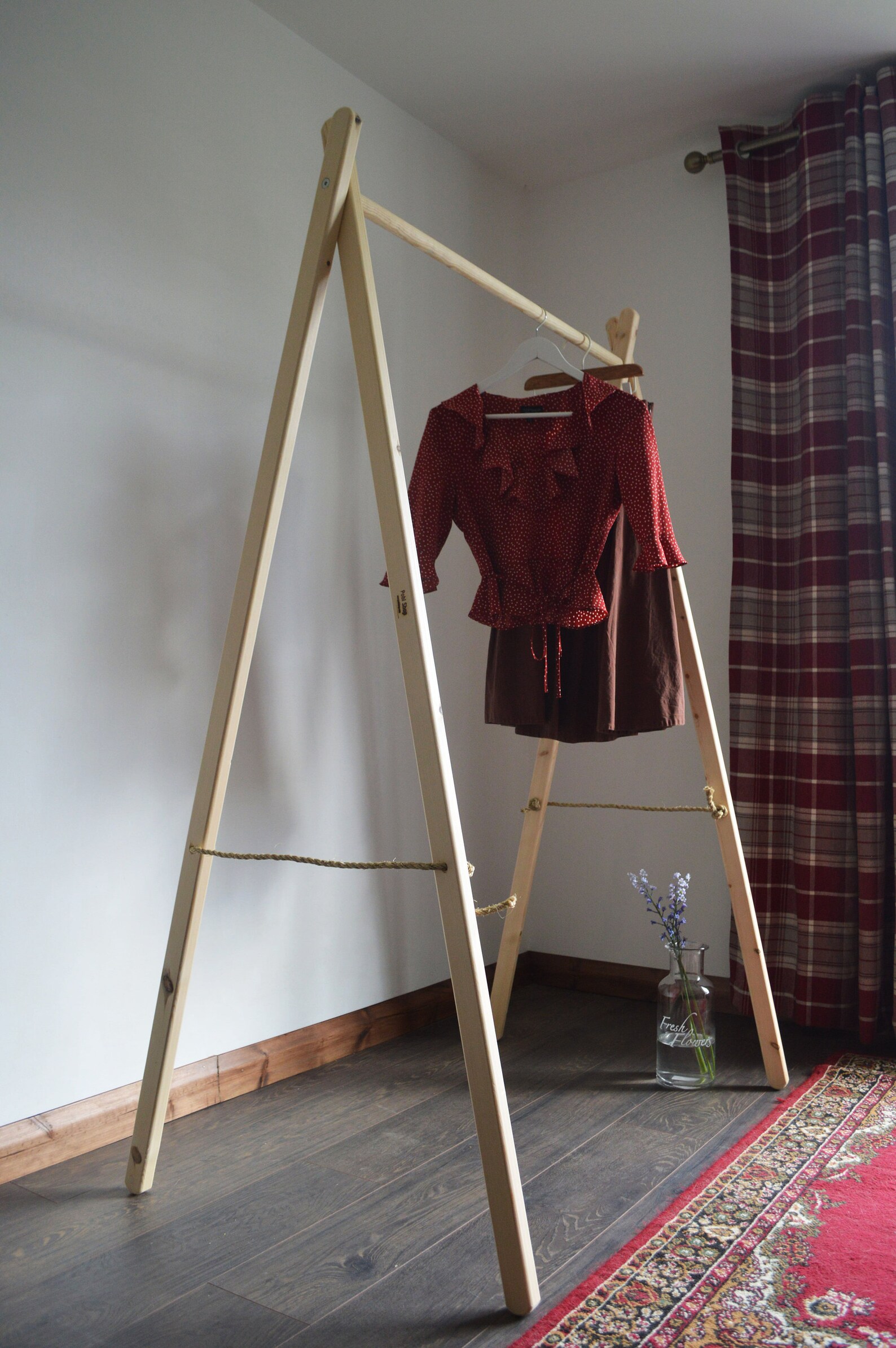 Handmade Natural Wood Clothes Rack Clothes Rail | Etsy
