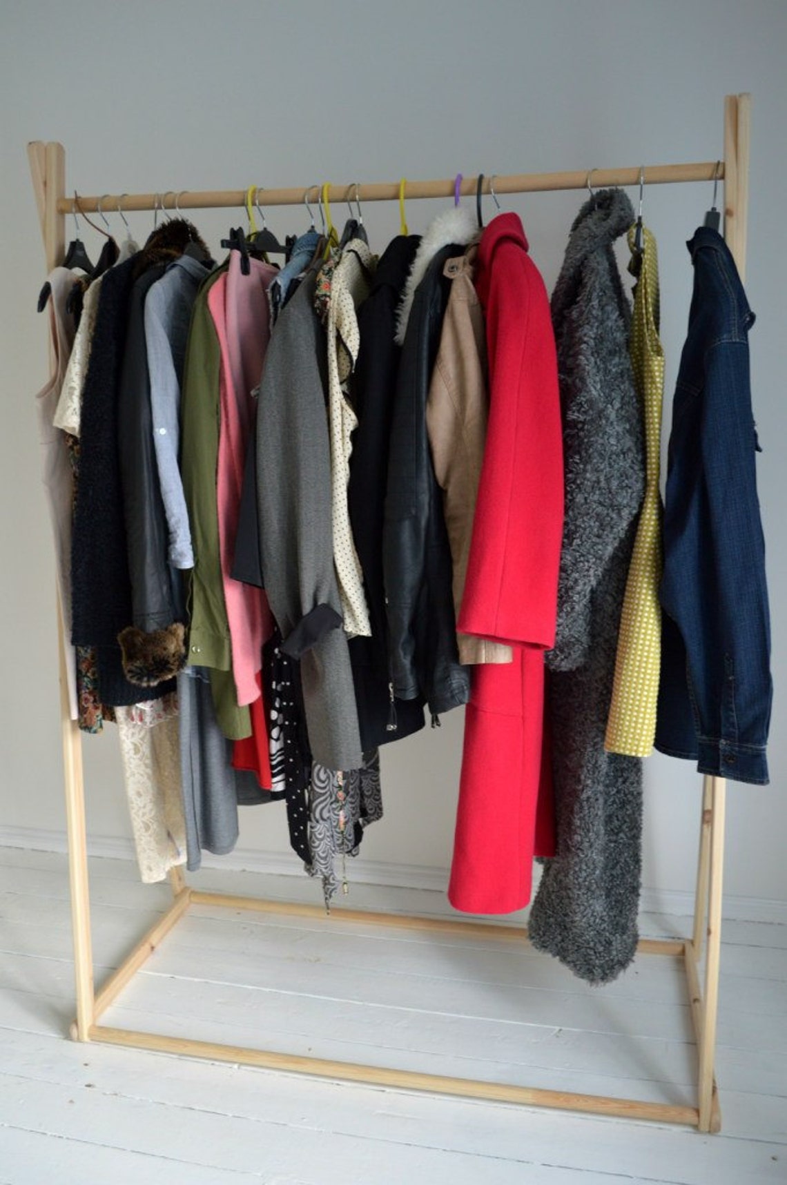 Handmade Natural Wood Clothes Rack - Etsy