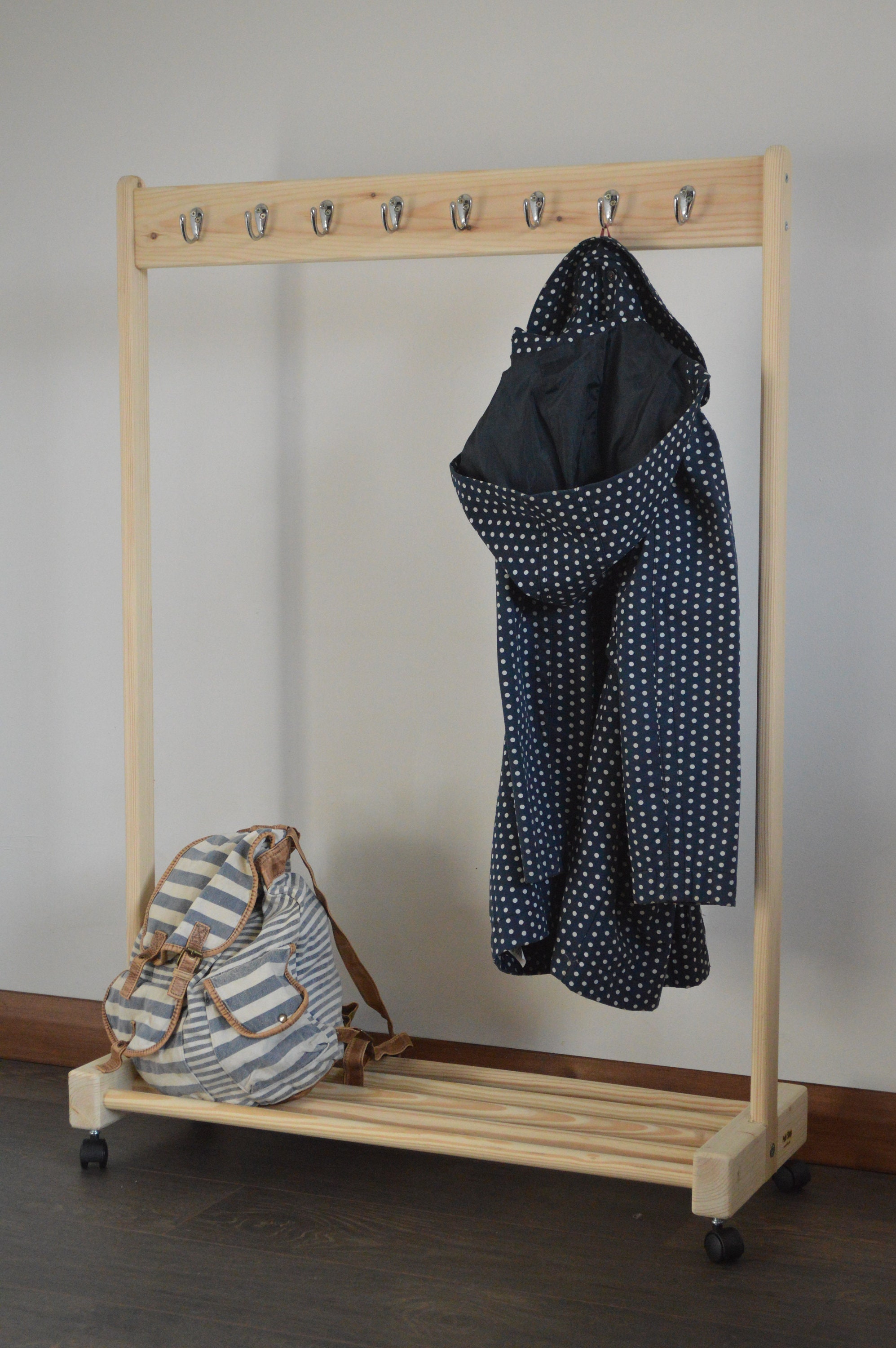 Handmade Natural Pine Wood Clothes Rail With Shelf and - Etsy UK