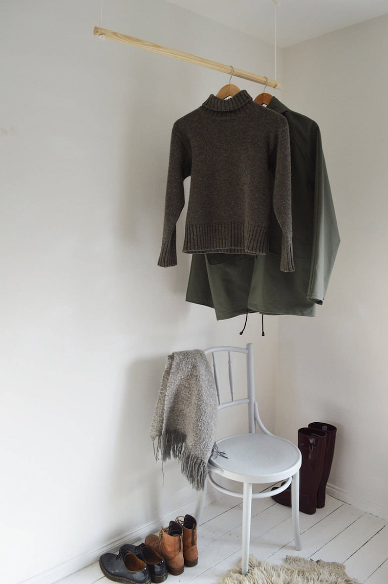 Handmade Natural Wood Hanging Rail | Etsy UK