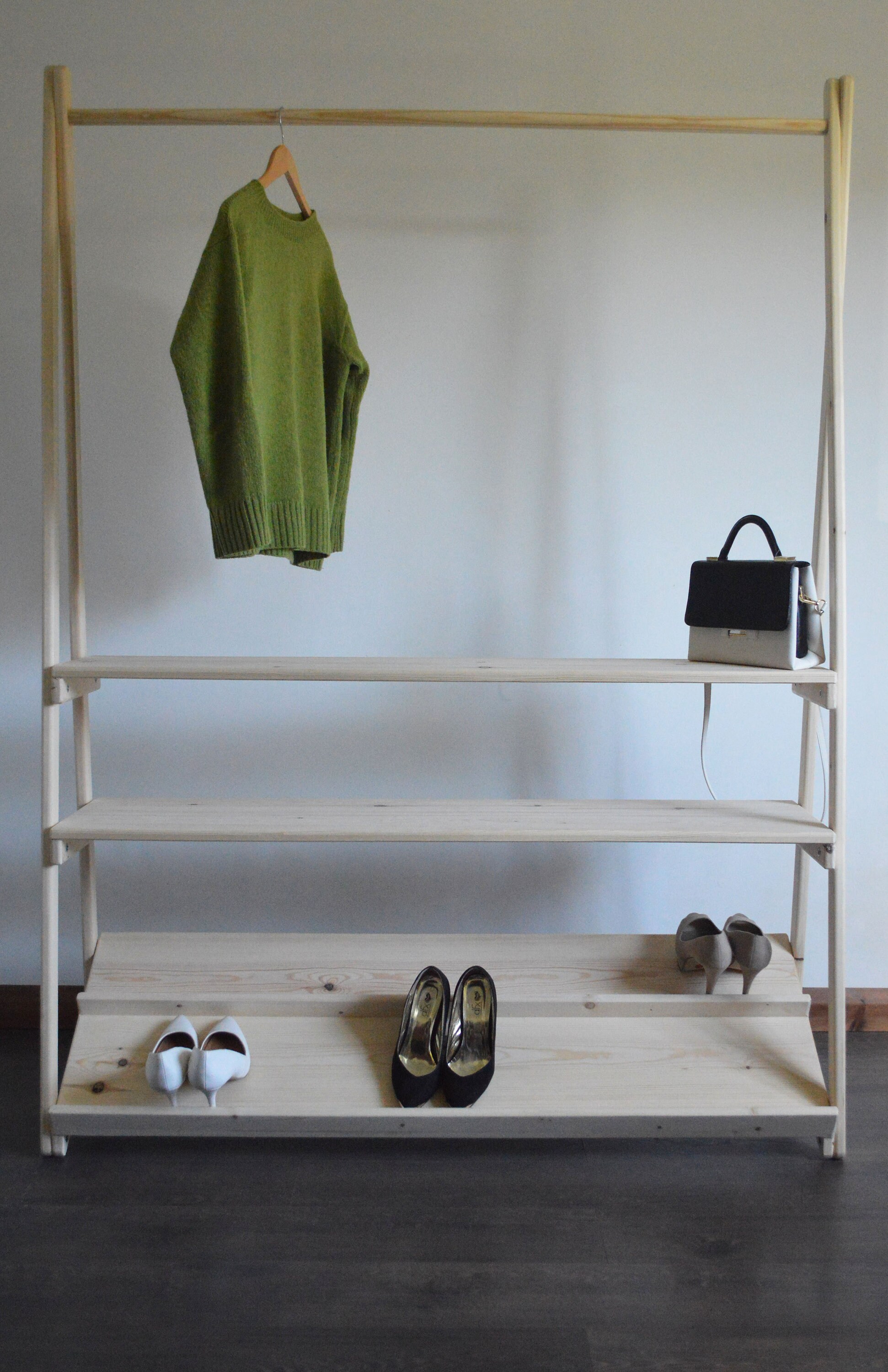 Handmade Clothes Rail With Three Shelves - Etsy UK