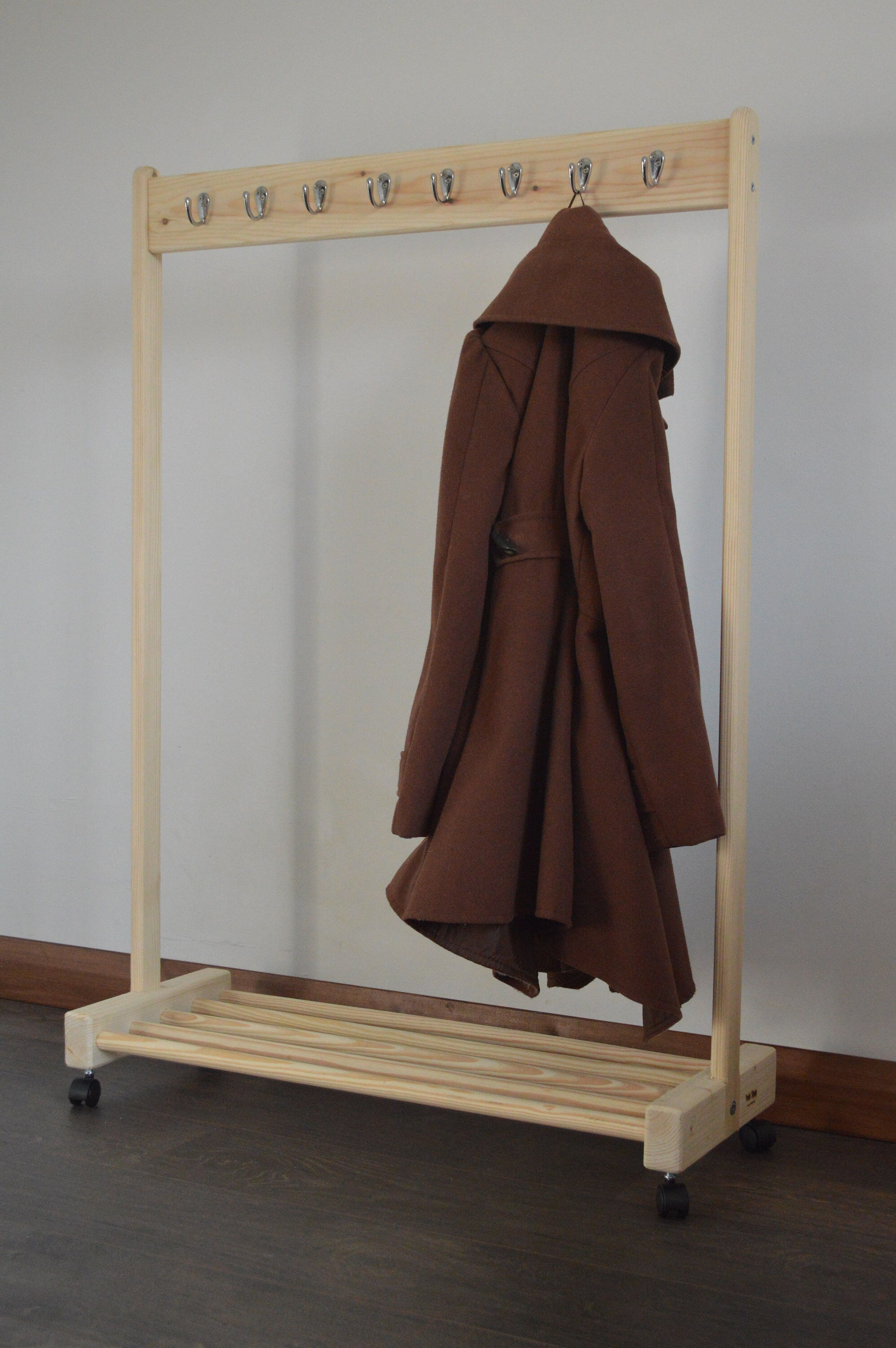 Handmade Natural Pine Wood Clothes Rail With Shelf and - Etsy UK
