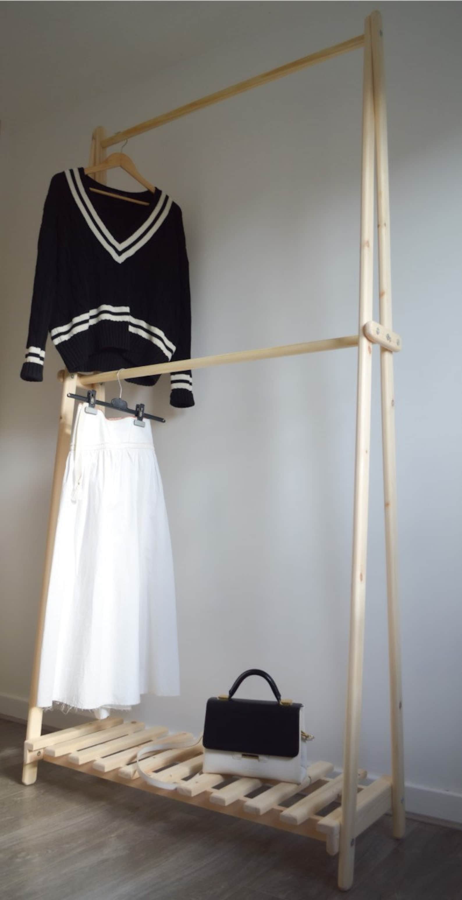 Handmade Clothes Rack With the Pallet Shelf | Etsy UK