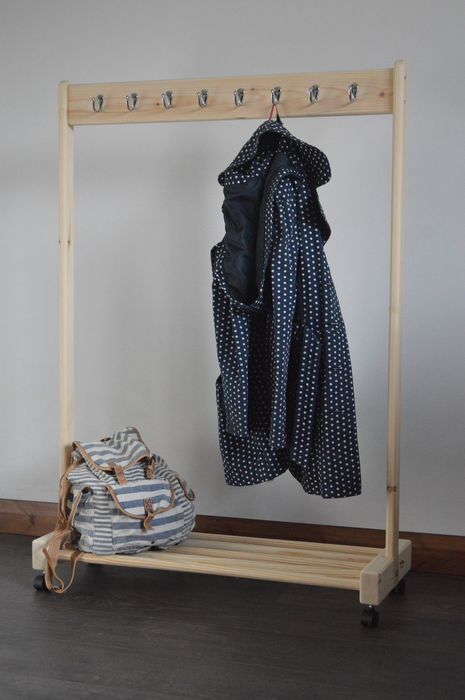 Handmade Natural Pine Wood Clothes Rail with Shelf and | Etsy