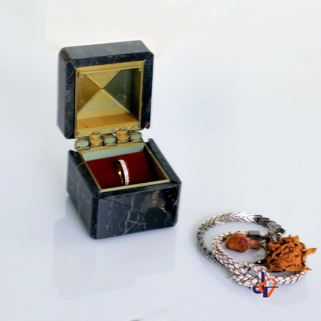 LUXURY, Portoro Marble Ring Box | Wedding Bands Holder | Engagement ...