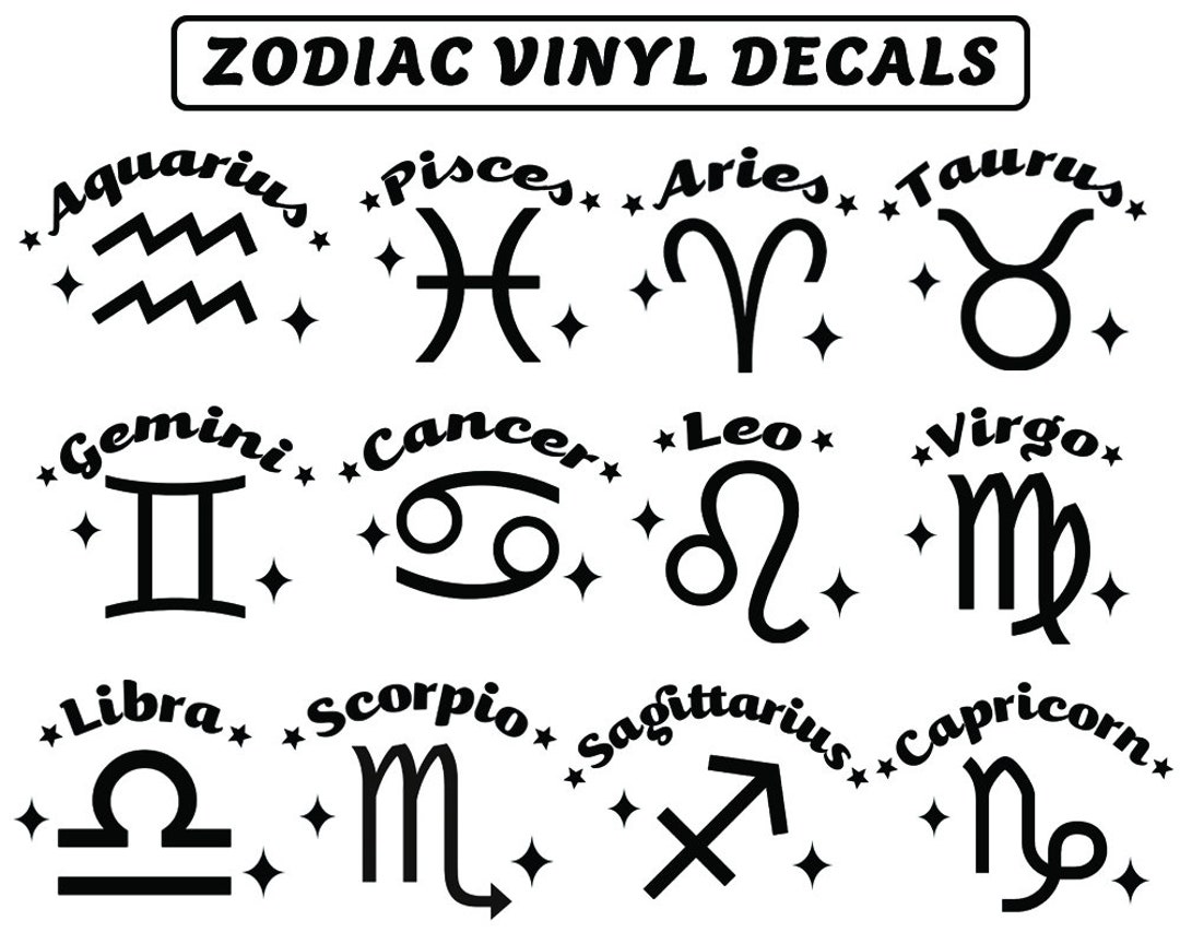 High Quality Zodiac Sign Vinyl Decals Choose Your Own Color and Size - Etsy