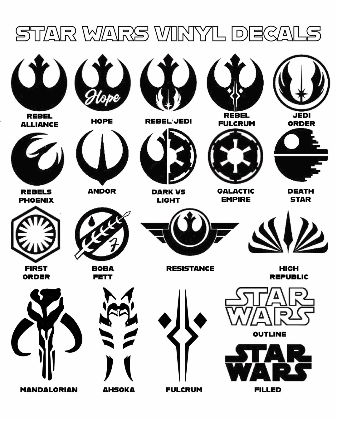 Star Wars Vinyl Decals | High Quality Permanent Vinyl | Gift for Star ...