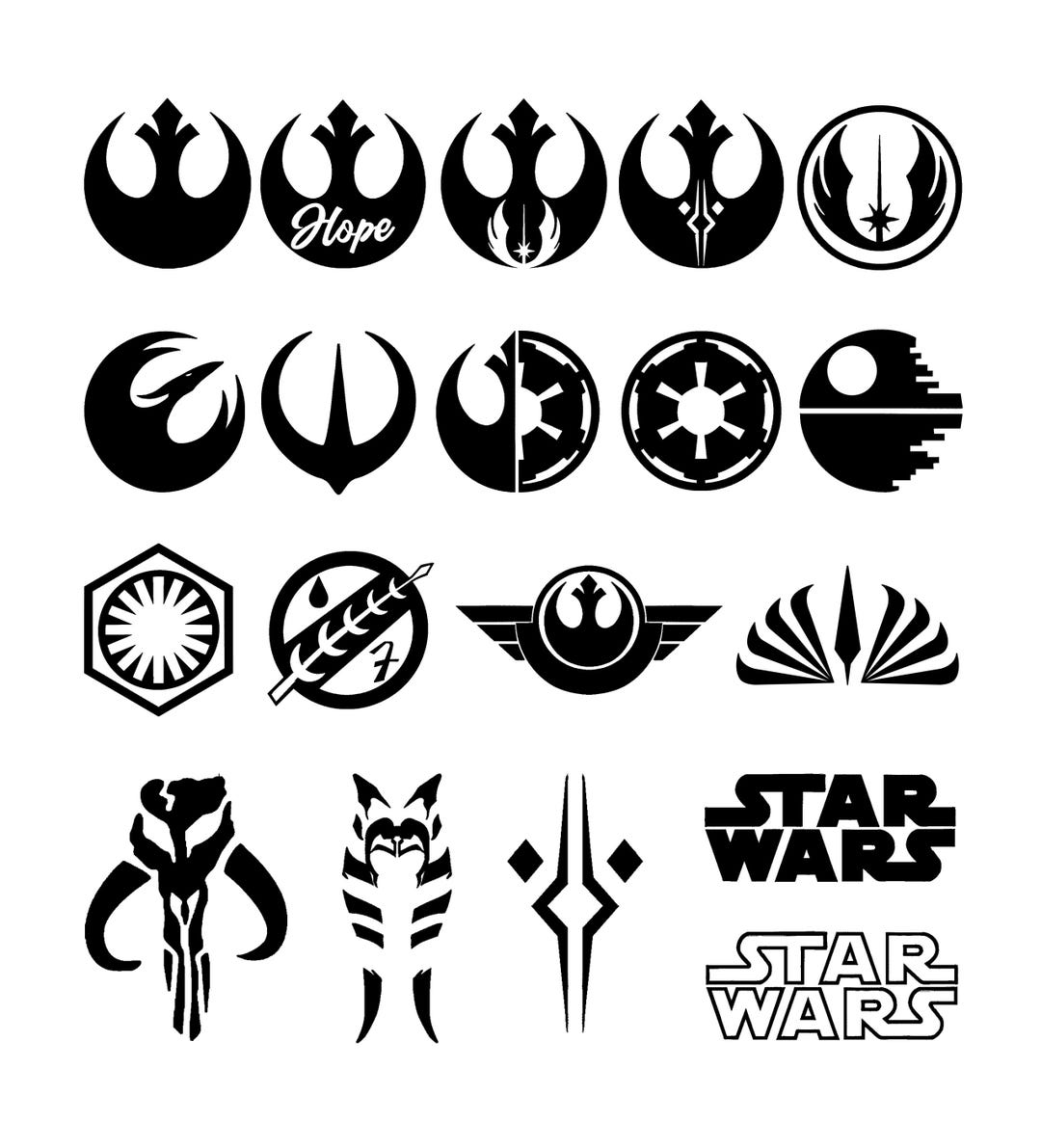 Star Wars Vinyl Decals – Jedi, Rebel, Empire, Mandalorian & More ...