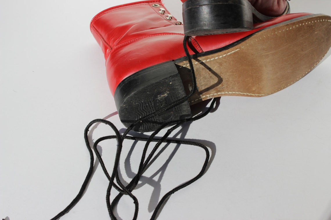 Vintage Justin Boots Red Riding Ropers Size 4 1/2 Riding Boots Lacers ...