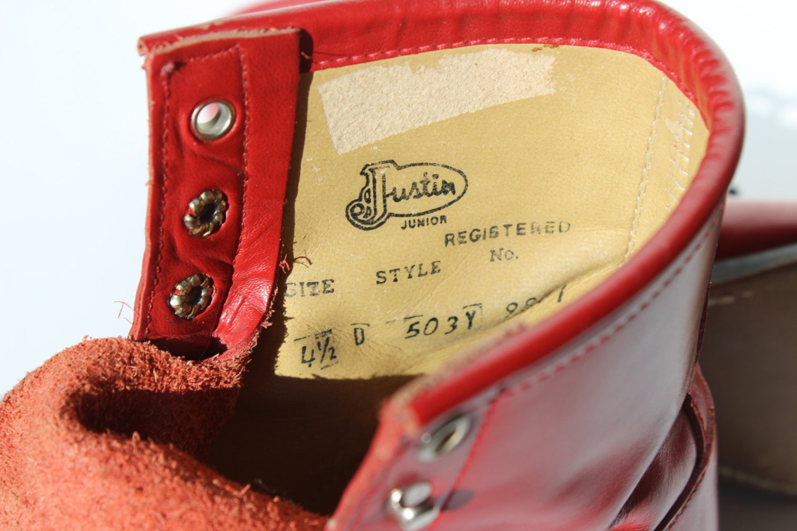 Vintage Justin Boots Red Riding Ropers Size 4 1/2 Riding Boots Lacers ...