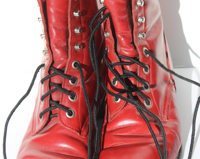 Vintage Justin Boots Red Riding Ropers Size 4 1/2 Riding Boots Lacers ...
