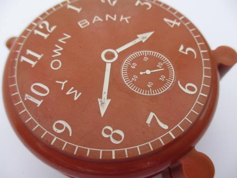 Vintage My Own Bank Miniature Plastic Clock Bank Vintage Learning Toy ...