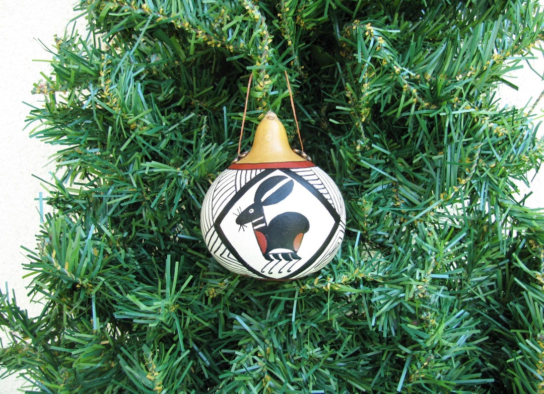 Rabbit Gourd Art Ornament Southwestern Hand Painted Gourd Christmas ...