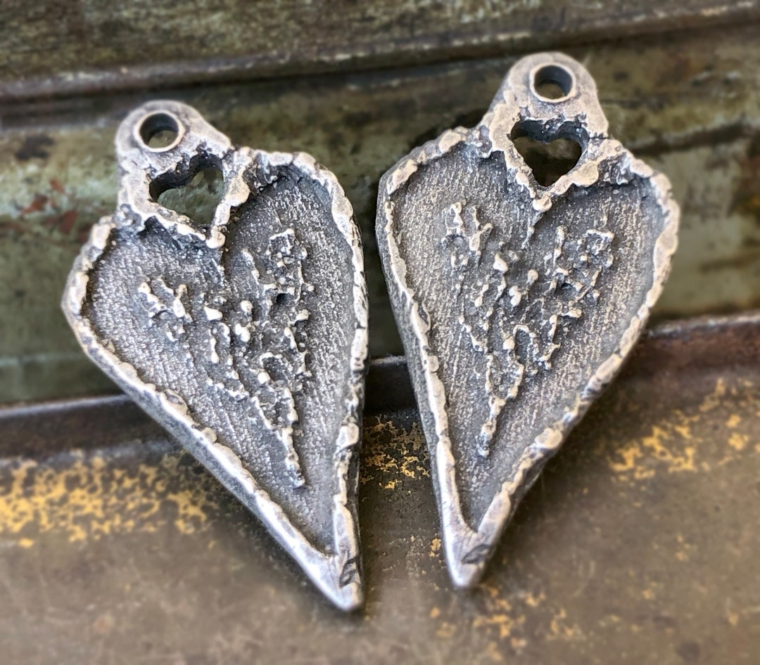 Handcrafted Jewelry Heart Charms for Earrings and Necklaces, Artisan ...