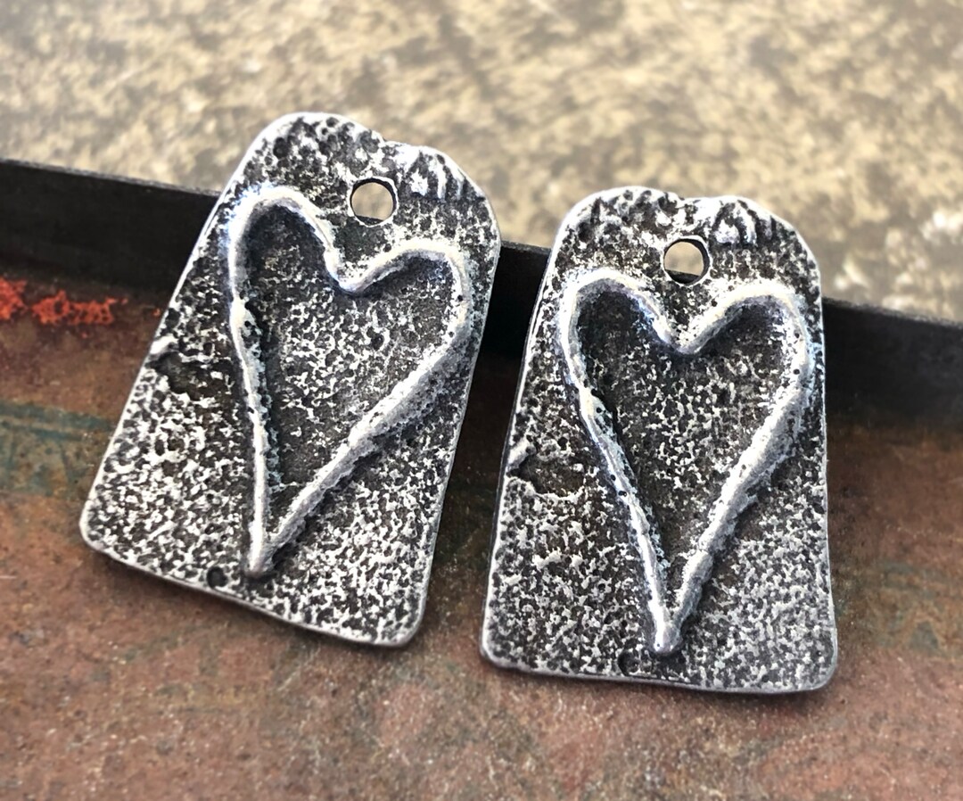 Hand Crafted Heart Charms for Earrings and Necklaces, Artisan Designed ...