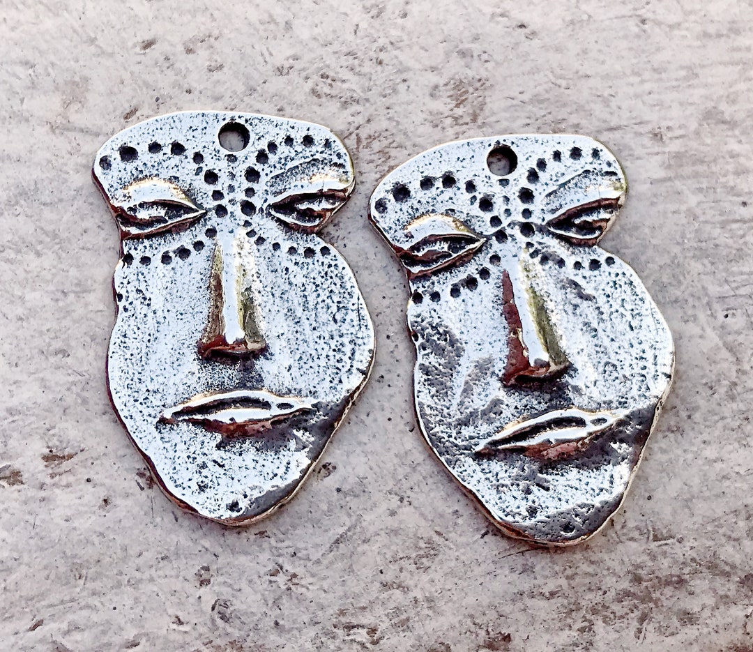 Face Charms, Polished, 23.5mm, Handcrafted Handmade Artisan Jewelry ...