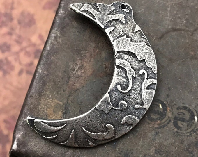 Crescent Moon Pendant, Handcrafted Handmade Jewelry Making Components ...