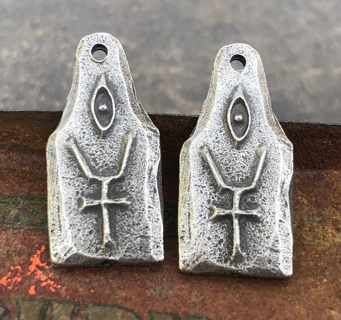 Mercury Alchemy Symbol Eye & Cross Charms, Aged Finish, Handcrafted ...