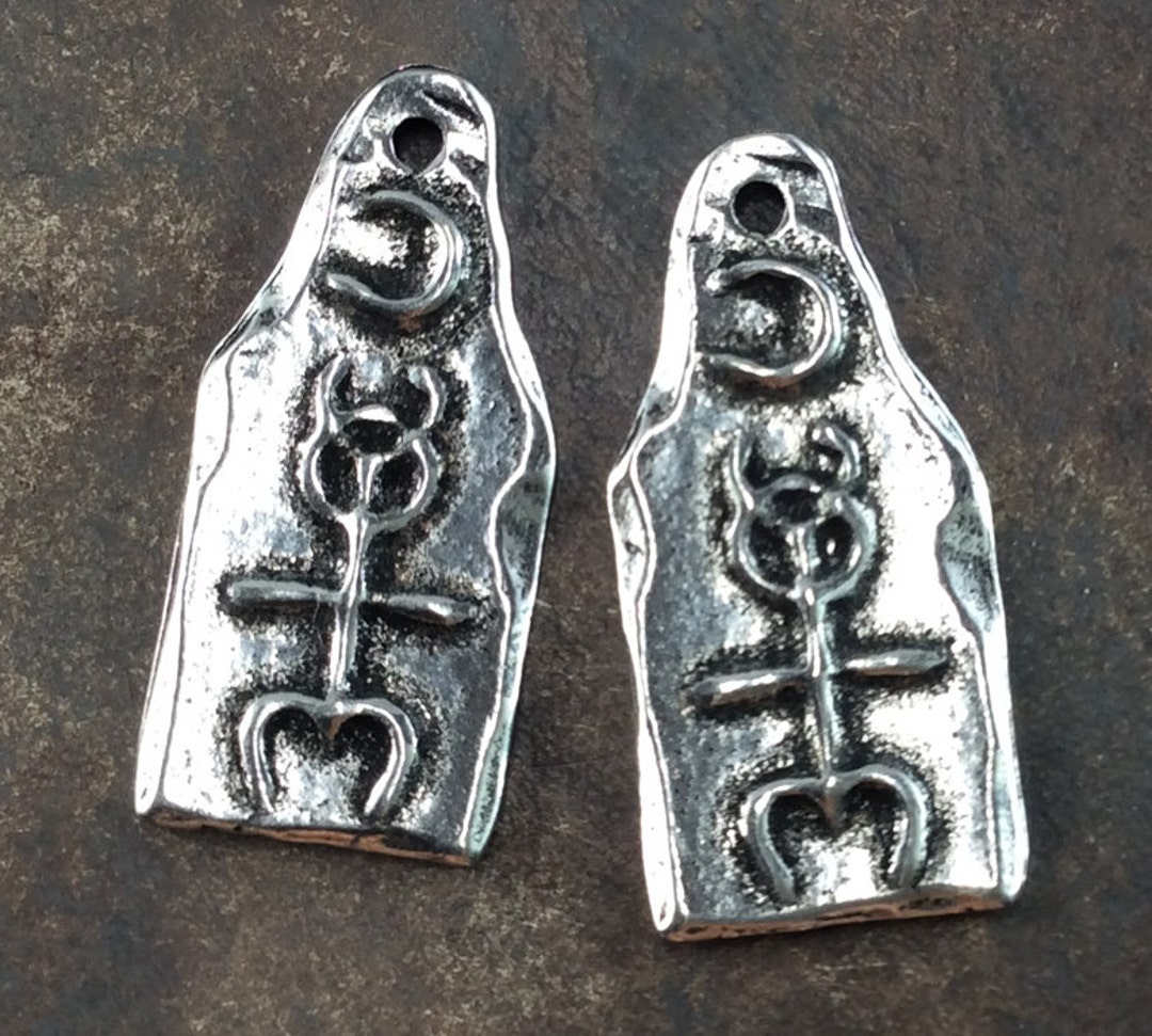 Monad and Moon Charms Alchemy Symbols, Shiny Polished Finish ...
