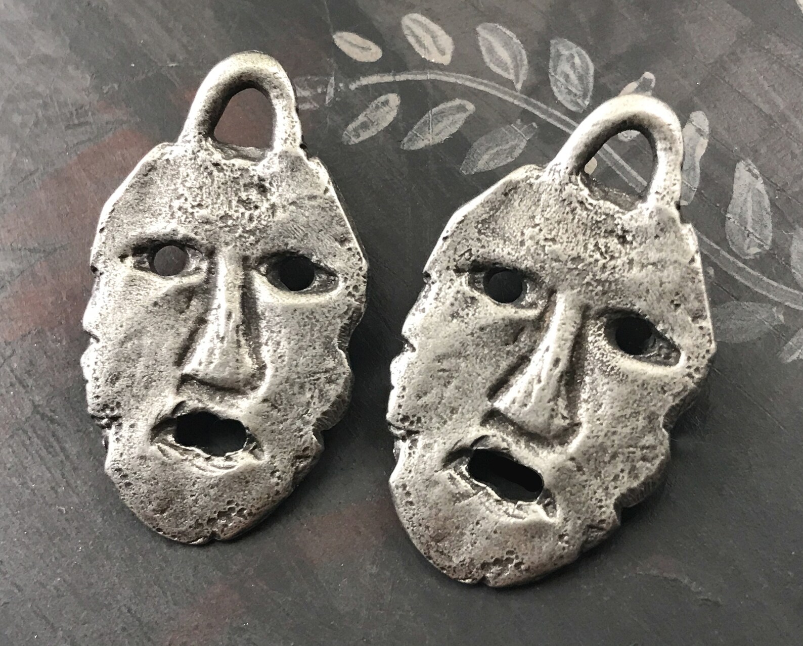 Face Charms Handcrafted Aged Finish 27.5mm Handmade | Etsy