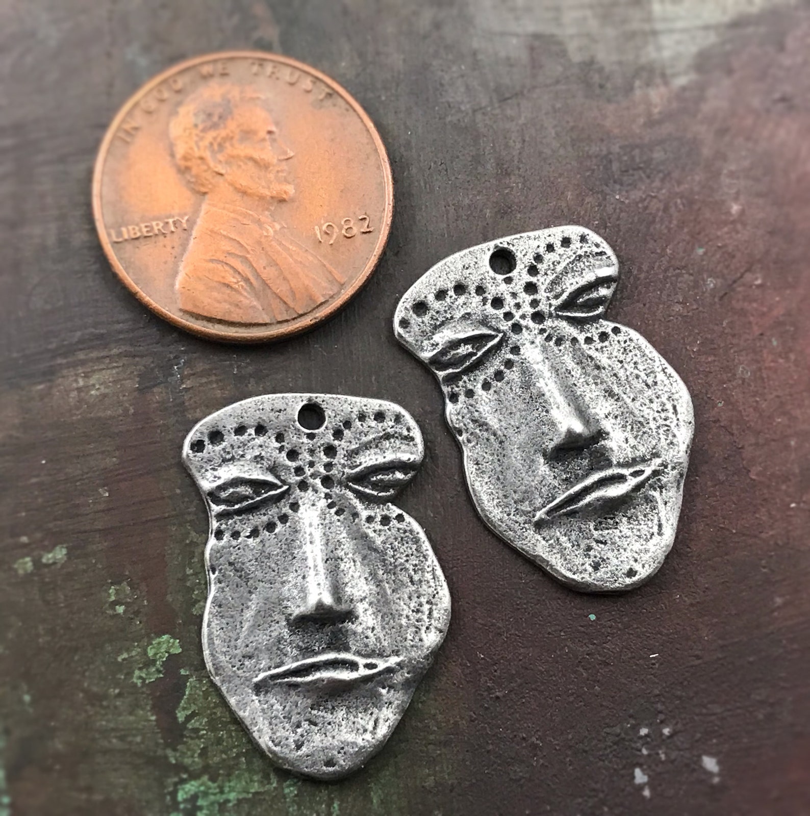 Face Charms Aged Finish 23.5mm Handcrafted Jewelry Charms - Etsy