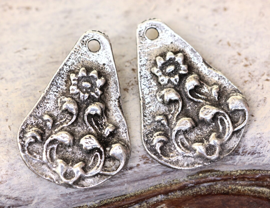 Flower Charms, Handcrafted Jewelry, Earring Charms, Rustic Jewelry ...