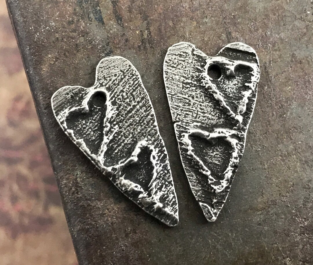 Artisan Handmade Asymmetrical Heart Charms for Earrings and Necklaces ...