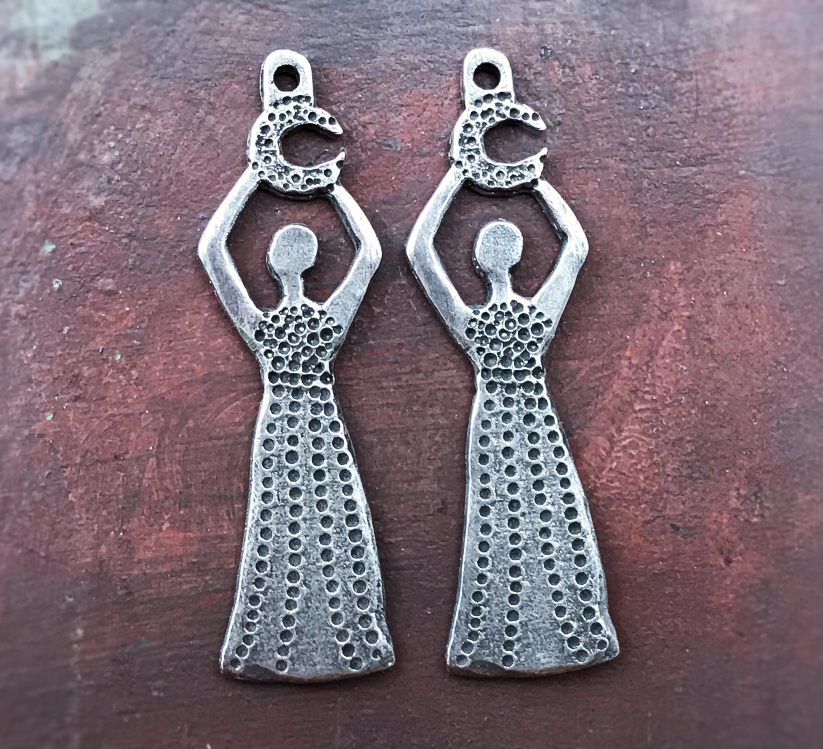 Moon Lady Handcrafted Earring Charms 37mm Charm Artisan | Etsy