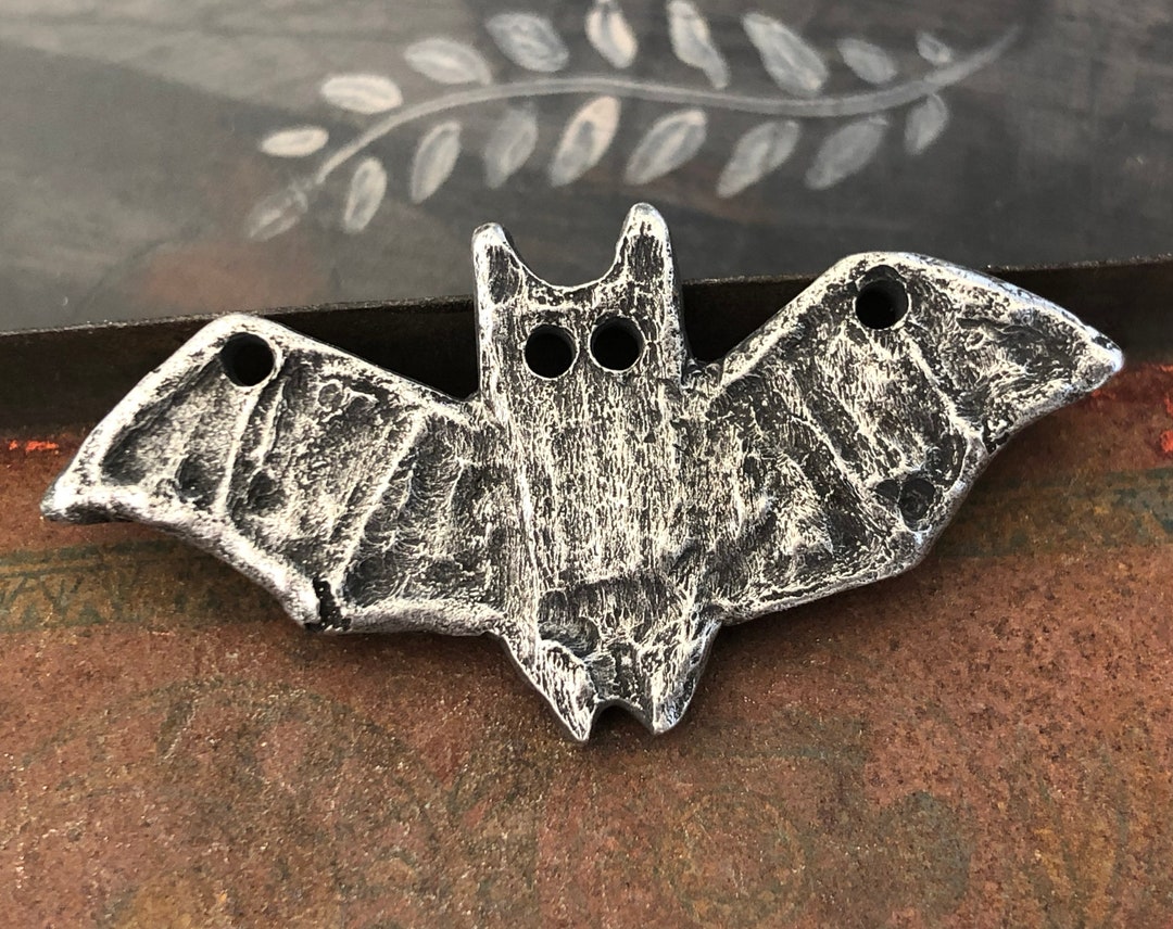 Bat Pendant, Connector, Halloween, 45mm, Handmade Jewelry Making ...