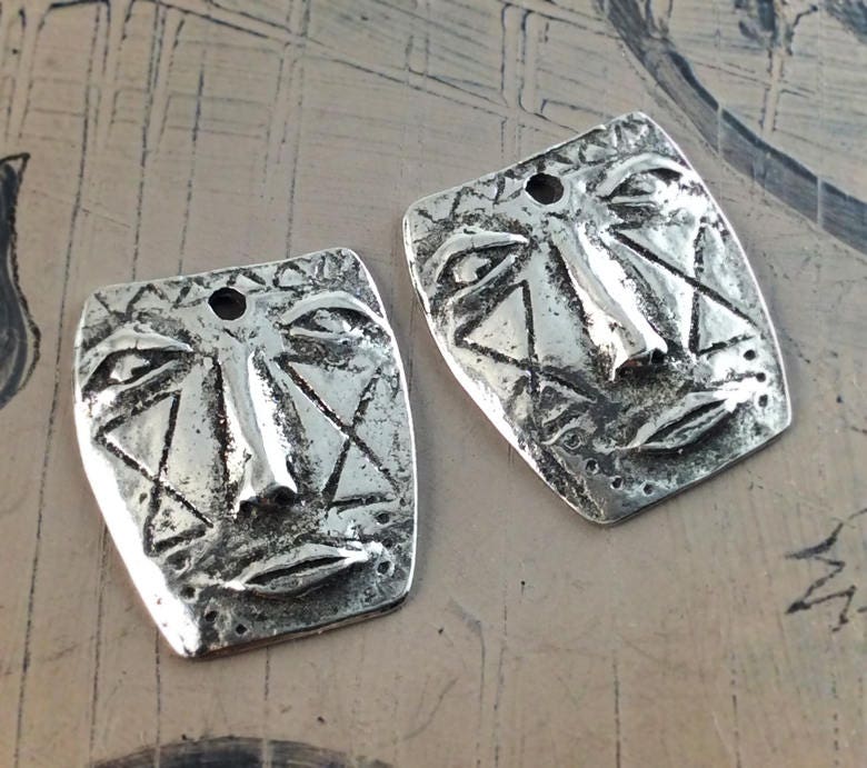 Handcrafted Pewter Face Mask Charms Handmade Jewelry Making - Etsy