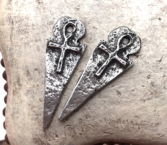 Polished Ankh Dagger Charms 30mm Handmade Artisan Jewelry | Etsy