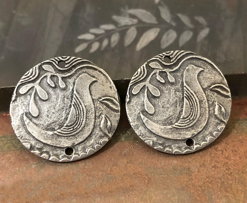 Handmade Bird, Folk Art, Connector Charms, Aged Finish, Artisan ...