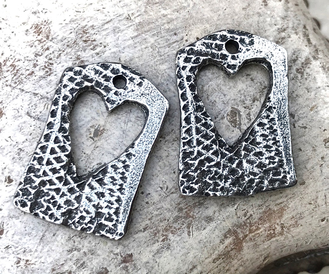 Artisan Heart Charms, 21mm, Handcrafted Handmade Jewelry Making Earring ...