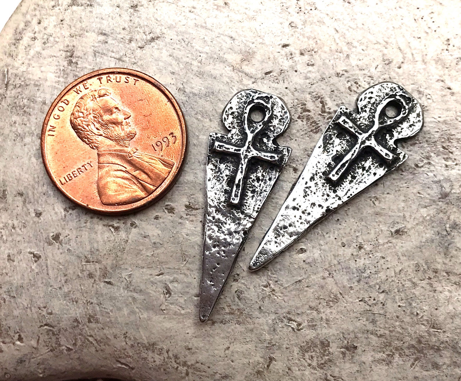 Polished Ankh Dagger Charms, 30mm, Handmade Artisan Jewelry Making ...