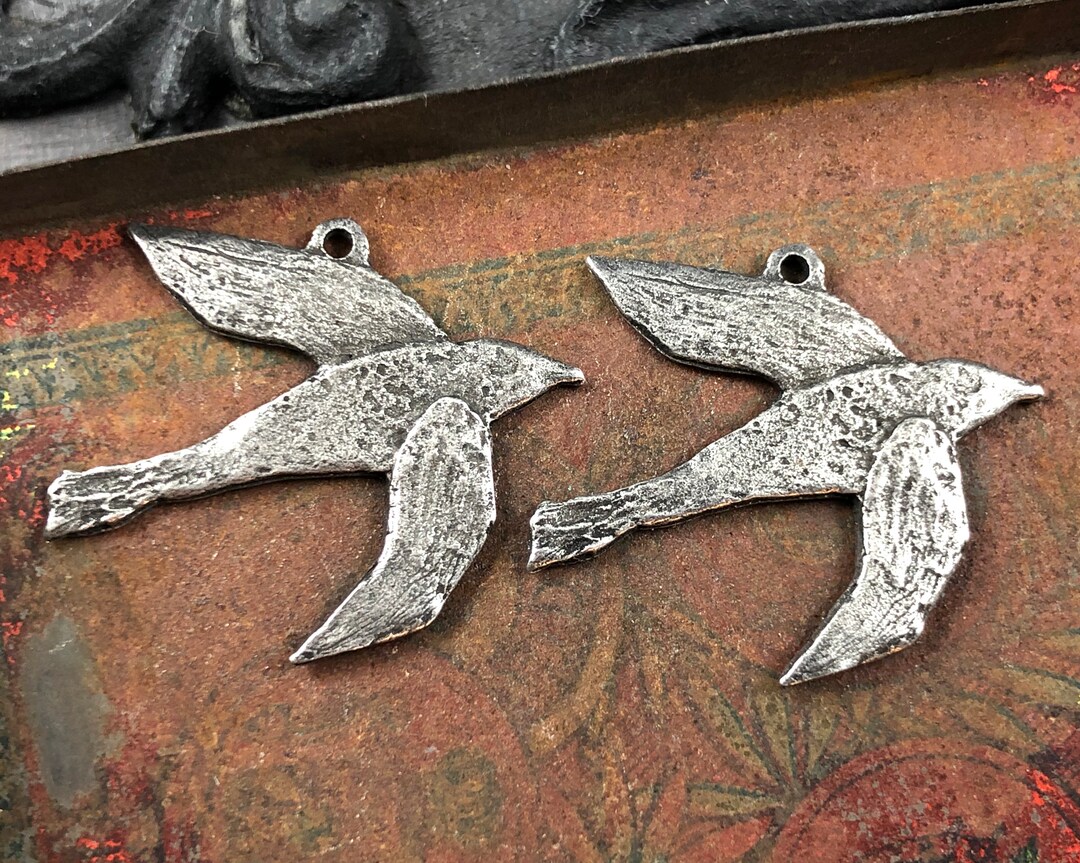 Hand Crafted Flying Bird Charms for Earrings and Necklaces, Artisan ...