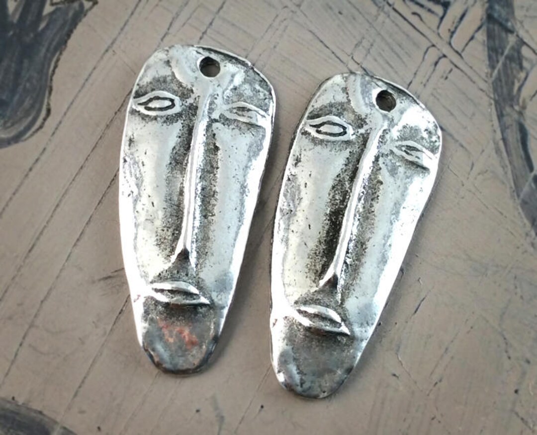 Primitive Face Charms, Polished, Handmade Jewelry Components ...