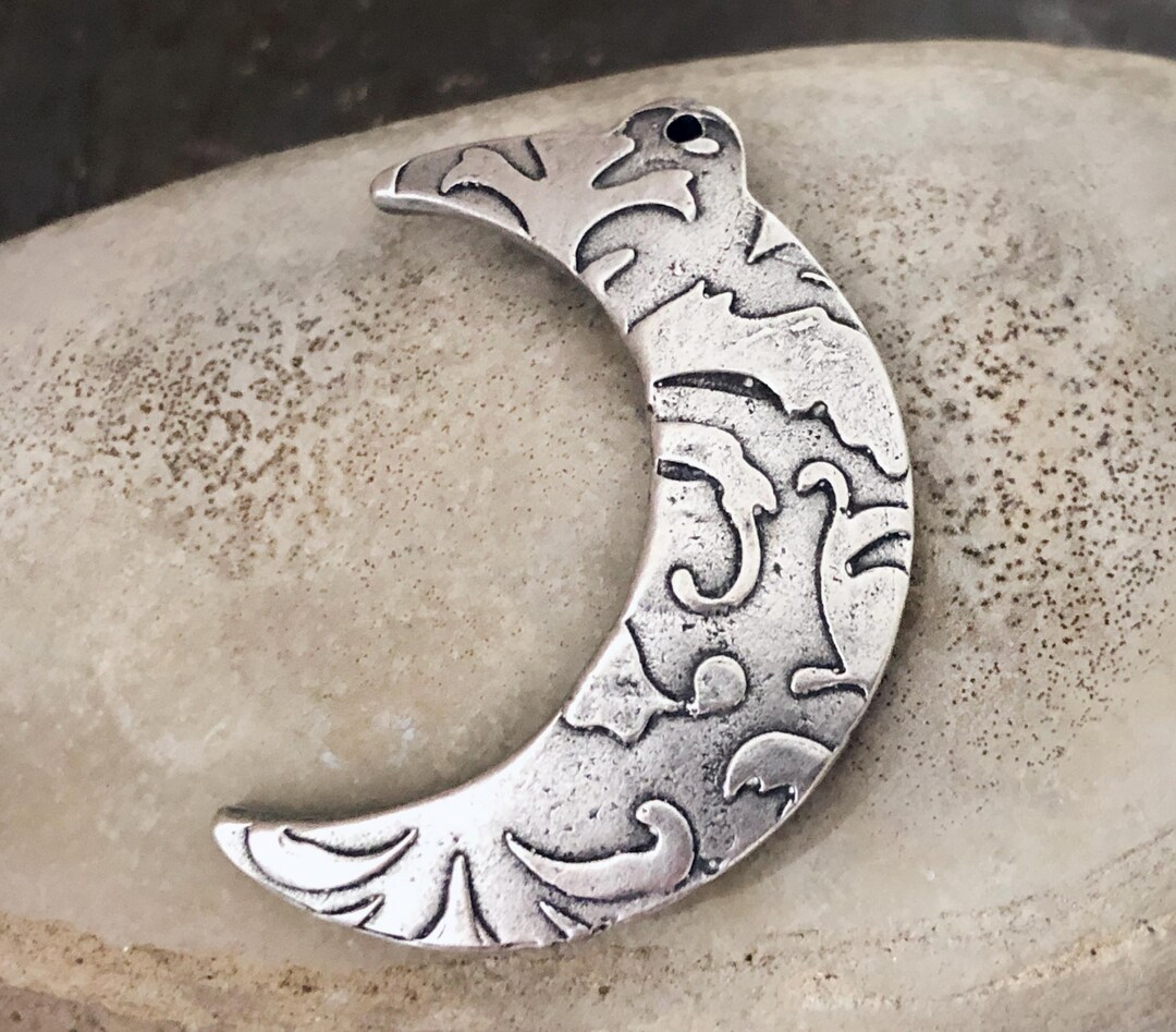 Crescent Moon Pendant, Handcrafted Handmade Jewelry Making Components ...