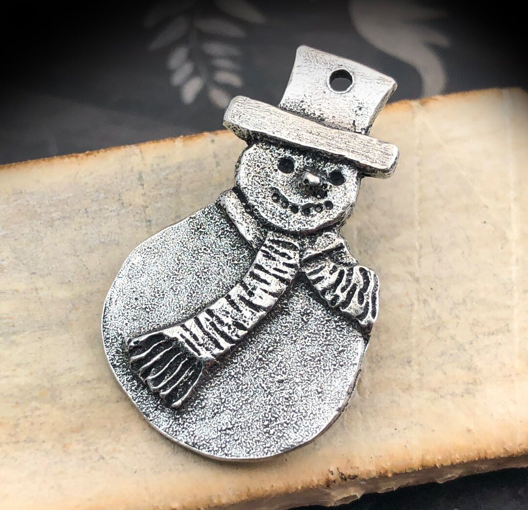 Christmas Snowman Pendant, Polished, 32mm, Holiday, Artisan Handmade ...