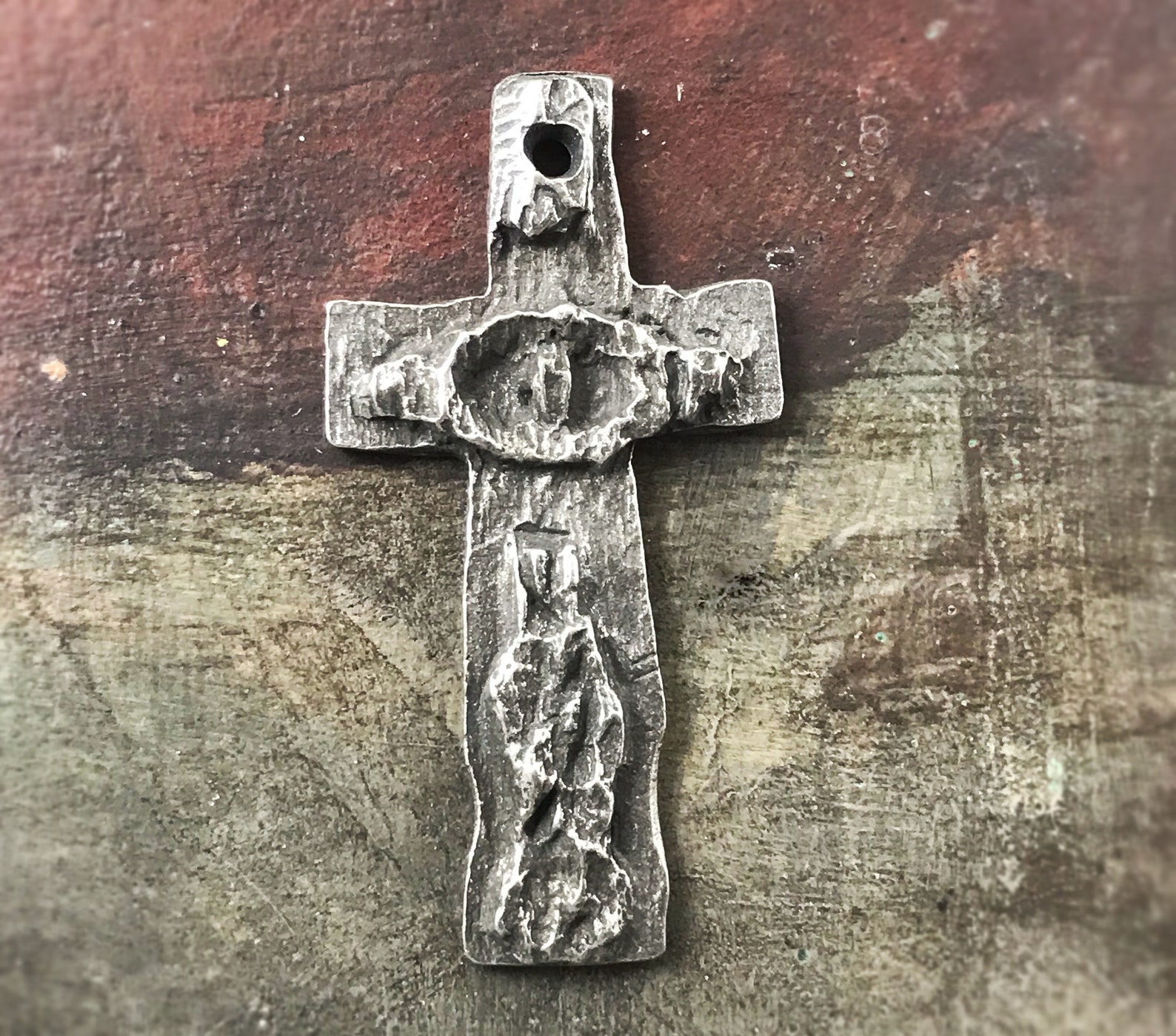 Rustic Cross Pendant Artisan Aged Handcrafted Handmade - Etsy
