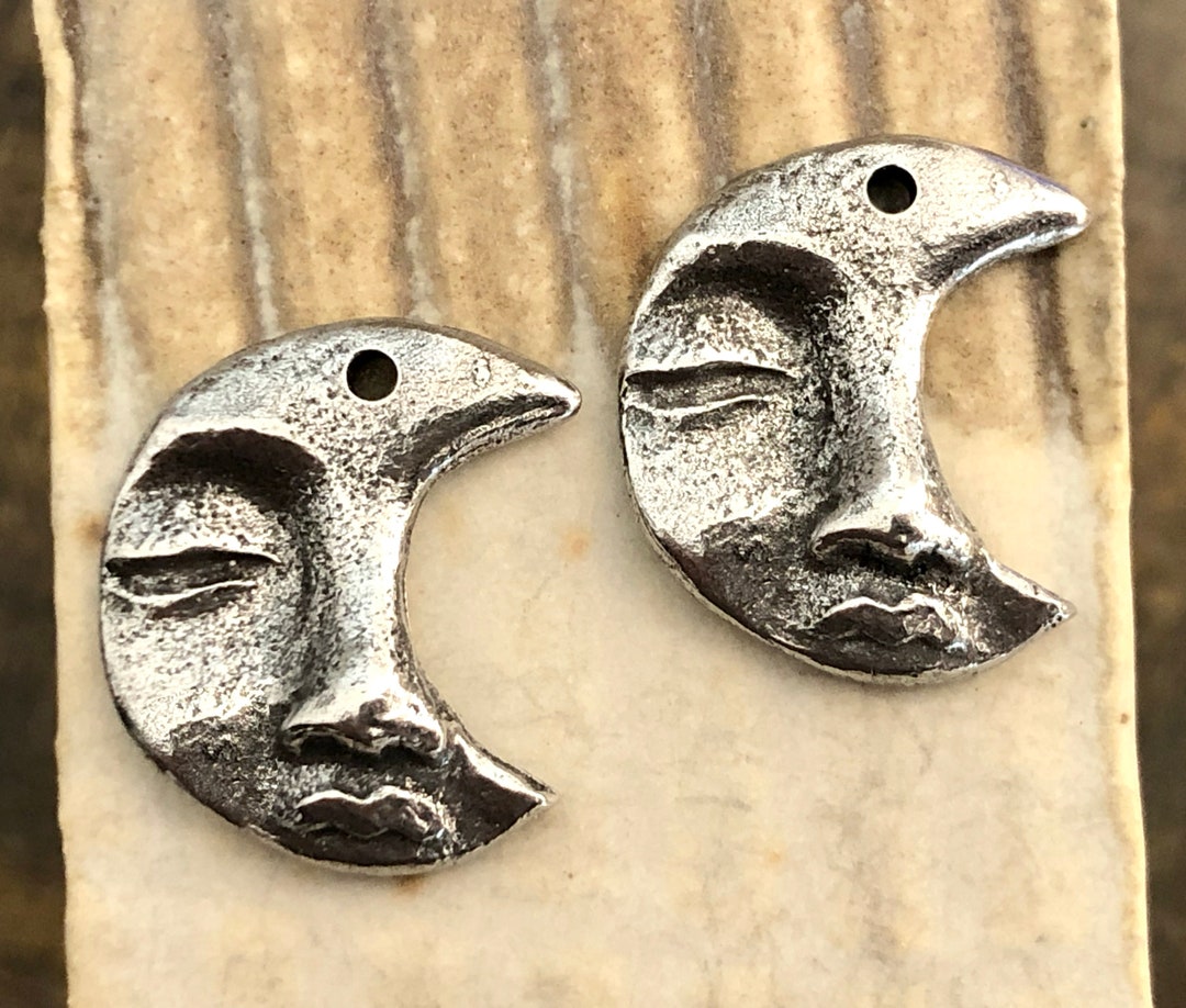 Handmade Moon Face, Polished Pewter, Metal, Artisan Design, Handcrafted ...